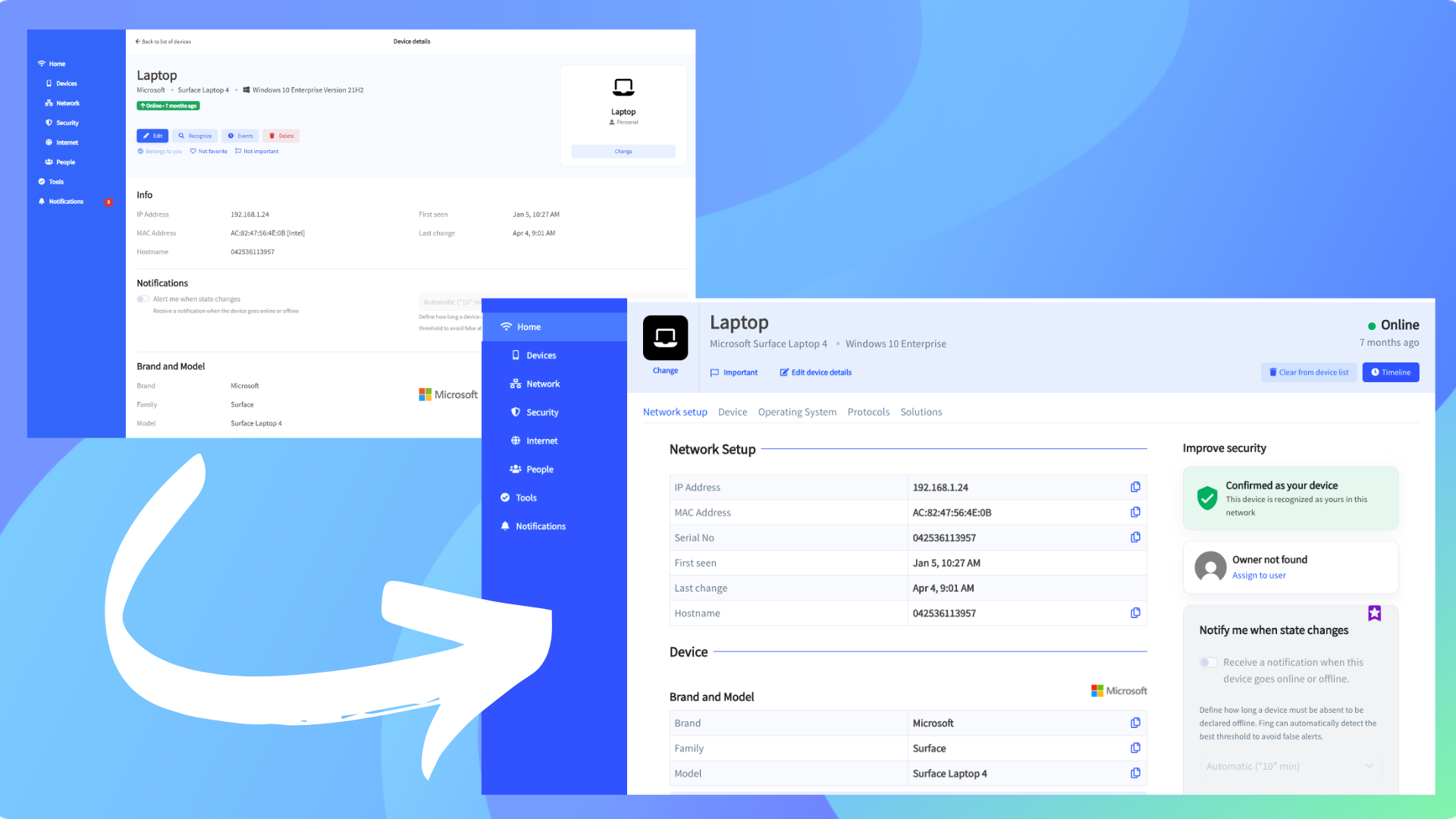 A Redesigned Device Detail Page for Fing Desktop - Fing